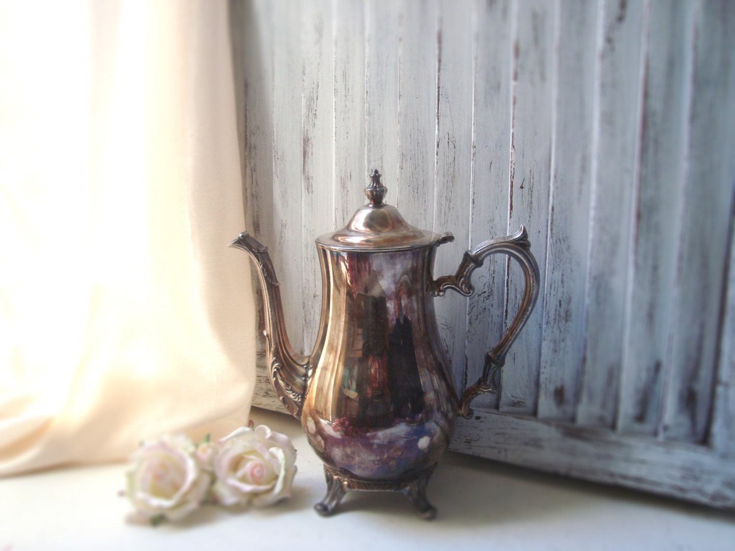 Vintage Silver Plate Tea Pot, Cottage Chic Teapot, Tarnished Patina ...
