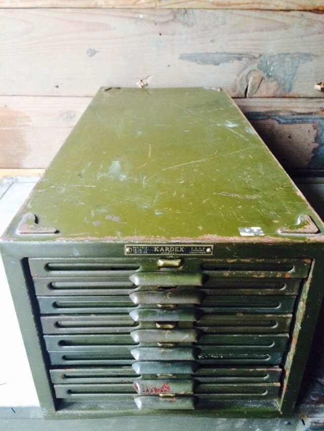 Military Kardex Library Card Catalog and Index Card Storage Chest of 8 ...