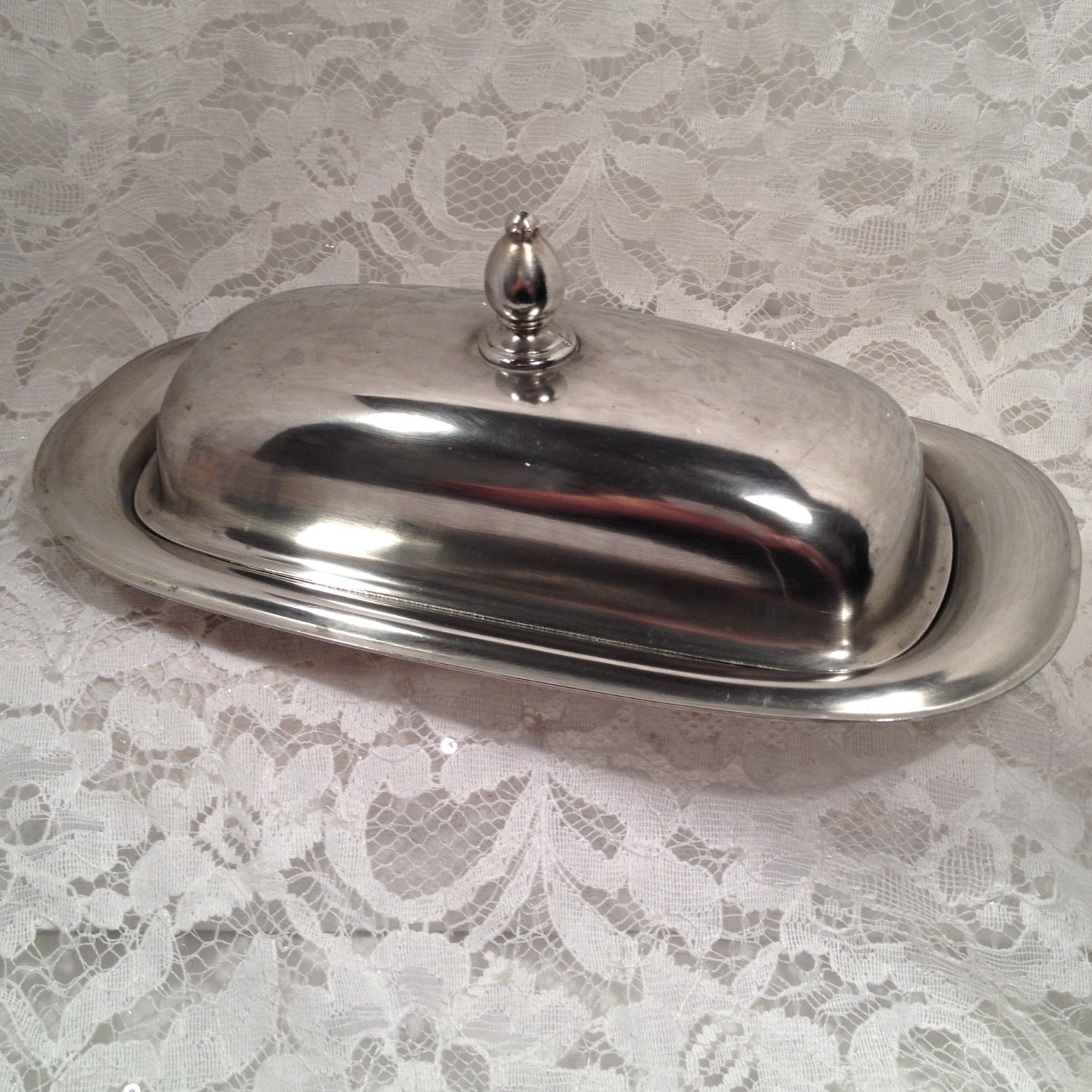 Vintage Pewter Butter Dish by International Pewter, Old Fashioned ...