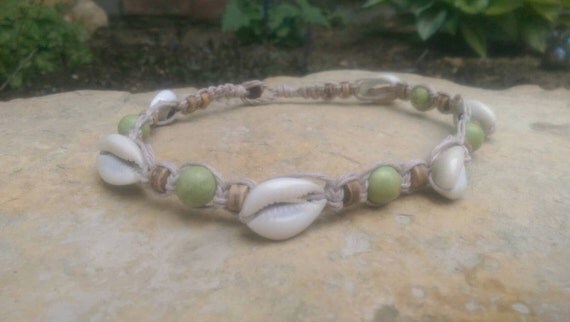Hemp Choker Necklace Cowrie Shell Necklace by CreativeEarthJeweler