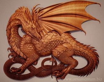 Carved wood dragon | Etsy