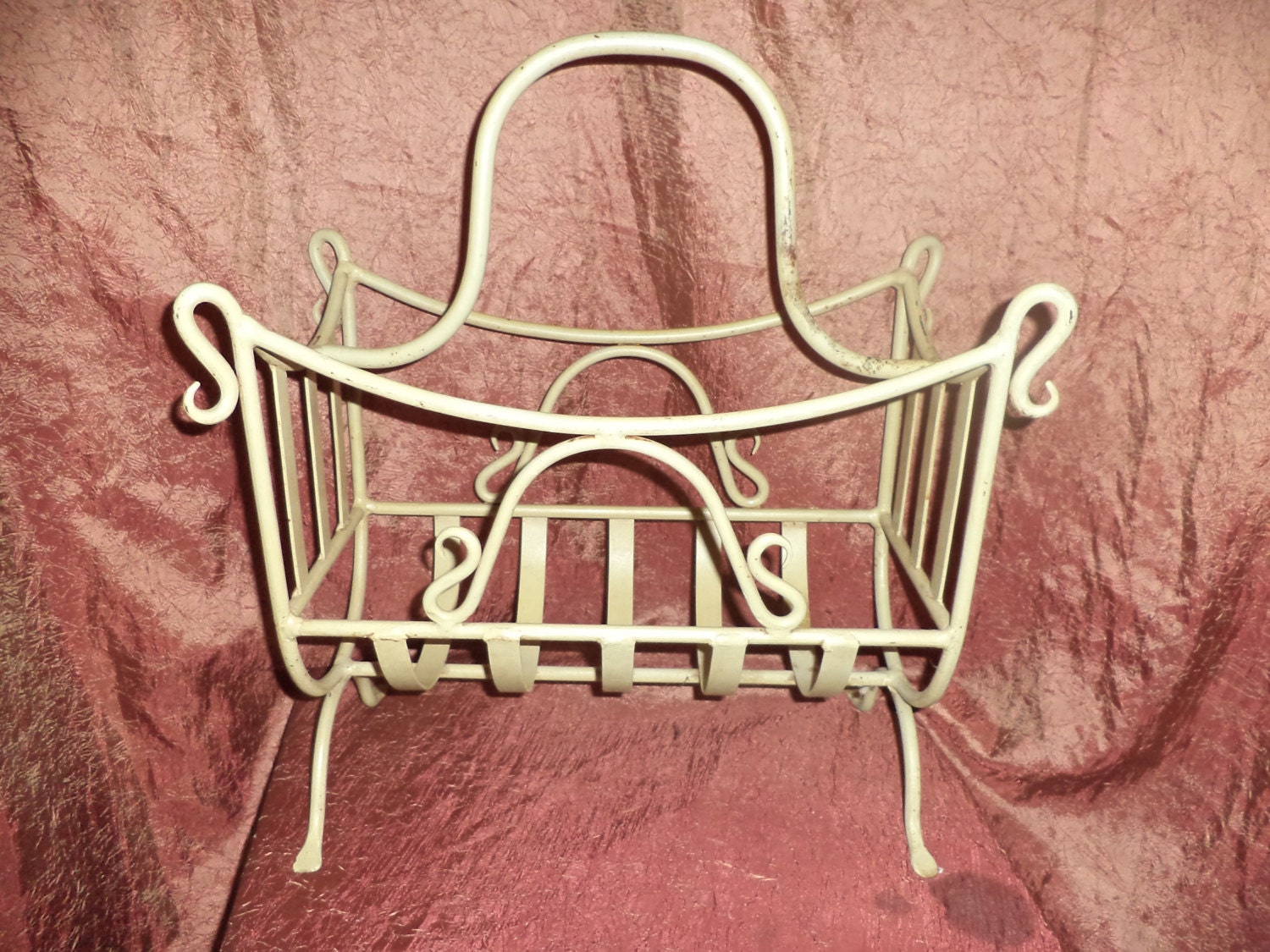 60’s Ornate Wrought Iron Magazine Rack/Organizer/Home Decor Vintage ...
