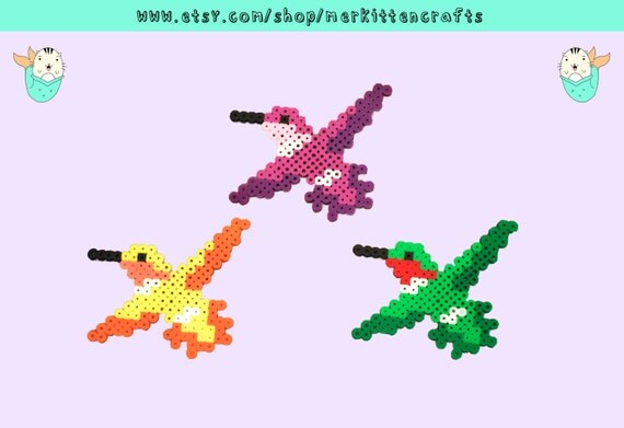 Hummingbird Perler Necklaces and Magnets