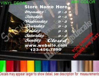 STORE HOURS CuStOm Window Decal Business Shop by StickerLoaf