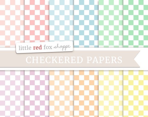 Checkered Digital Papers Pastel Scrapbooking Background
