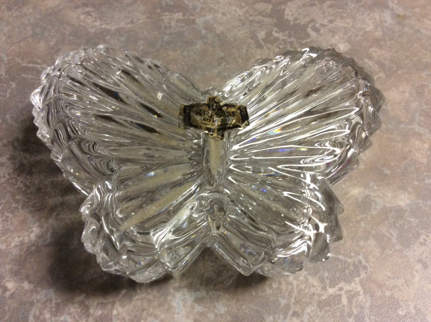 A Pretty Clear Cut Crystal Glass Butterfly Trinket Box, Krystal ...