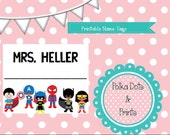 Items similar to Printable Superhero Name Tags or Labels on Etsy