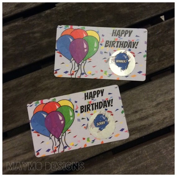 Items similar to Happy Birthday Scratch Off Game Card on Etsy