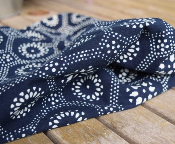 Nankeen Indigo Fabric by the Yard Hand Stenciled on 100%
