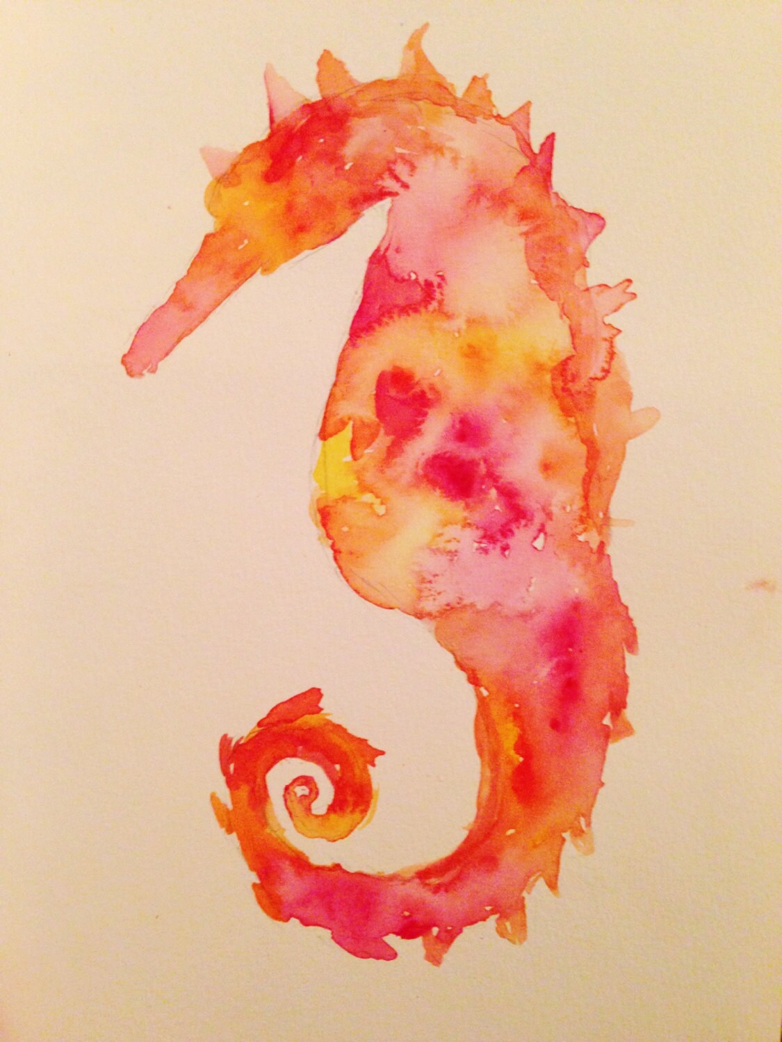 Seahorse Watercolor Painting by PaintingsbyPearl on Etsy