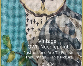 Owl needlepoint | Etsy