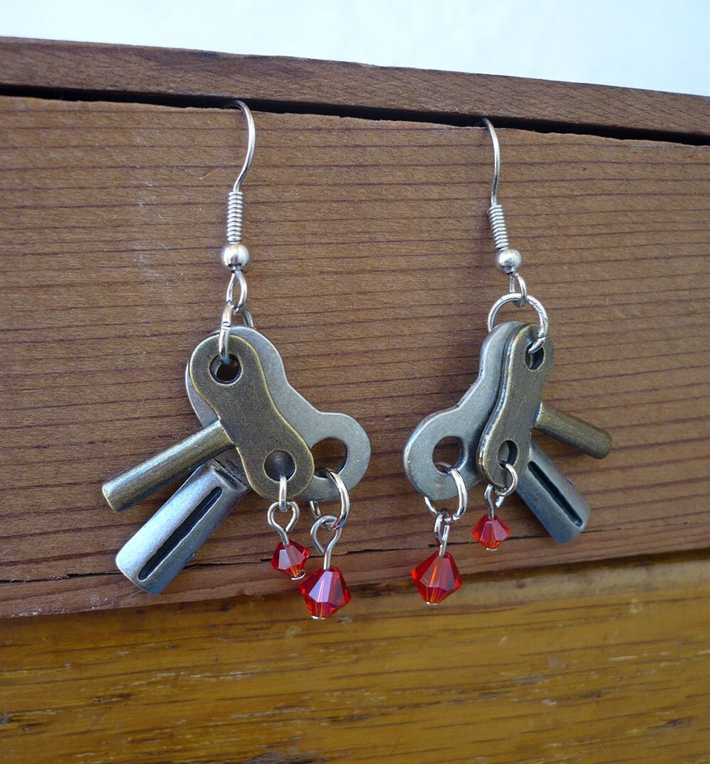 Toy Wind-up Key Earrings