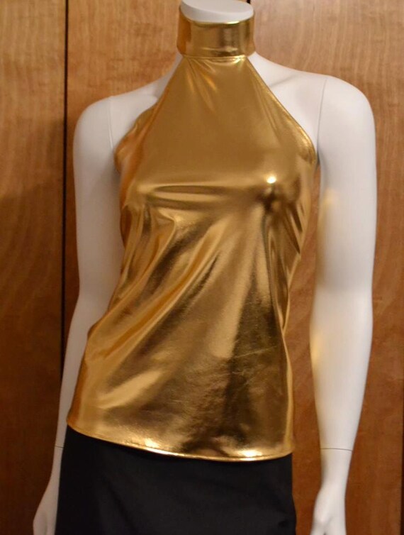 Halter top gold liquid lame' women's sizes S M L