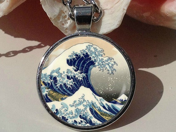 Great Wave Off Kanagawa necklace Wave pendant Hokusai by Aranji