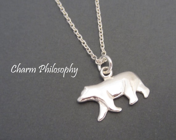 925 Sterling Silver Bear Necklace Bear Pendant Polar Bear