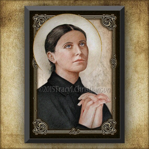 St. Gemma Galgani Wood Icon & Holy Card GIFT SET Catholic