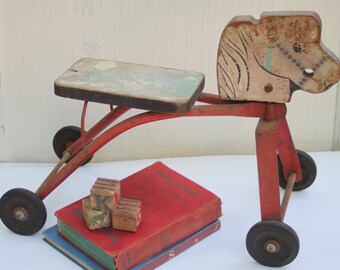 Red rocking horse | Etsy