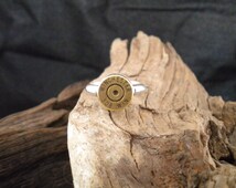 Size 9.75 - Sterling Silver Bullet Ring Genuine Winchester 308 Shell Casing
