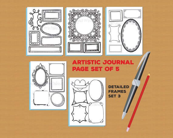 Printable art journal page set of 5 by PlatypusPrintables on Etsy