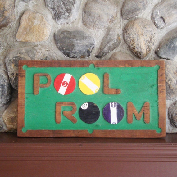 Vintage Billiards Sign Pool Room Decor Rustic Game By Ramblinranch