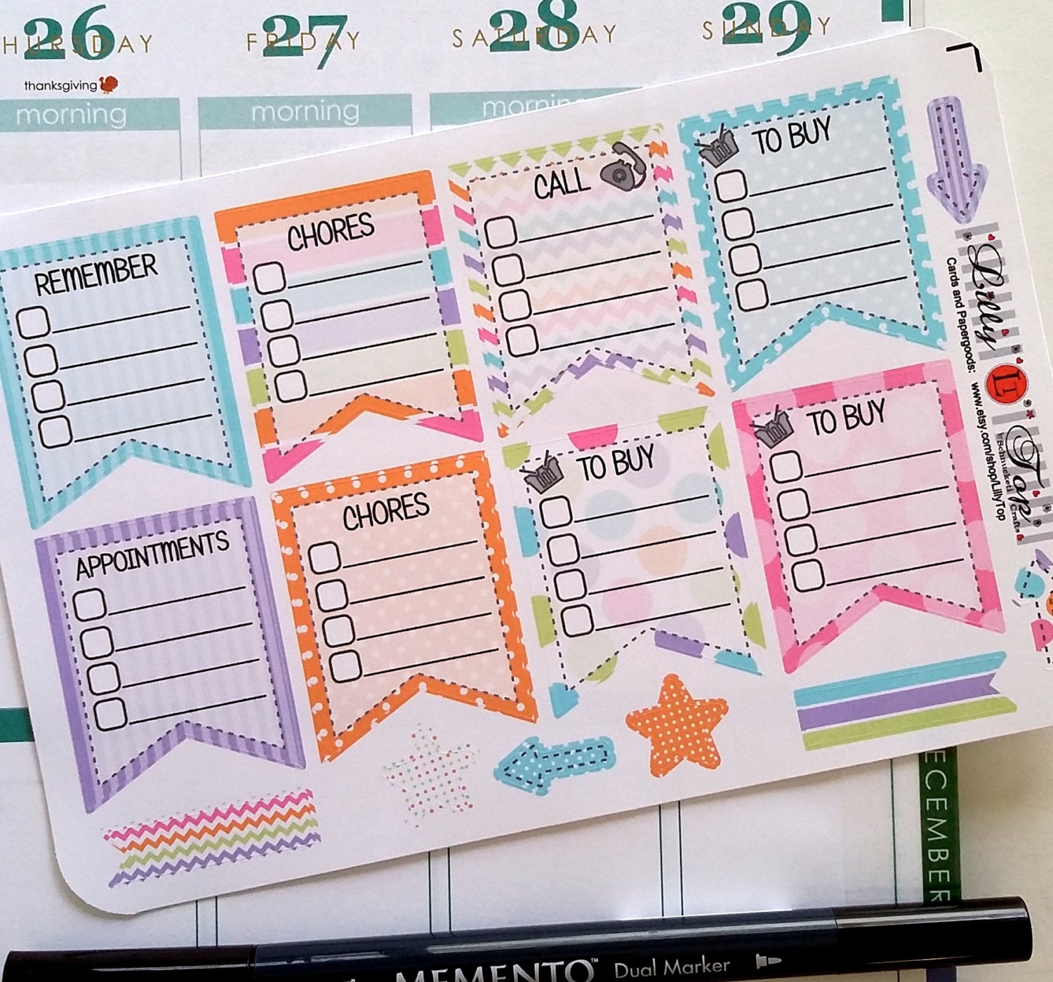 Organizing Stickers Full Box Flags Fits Erin Condren Kiss