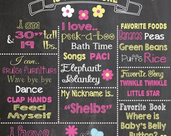 First Birthday Chalkboard Printable Poster by RusticRosebudDesigns