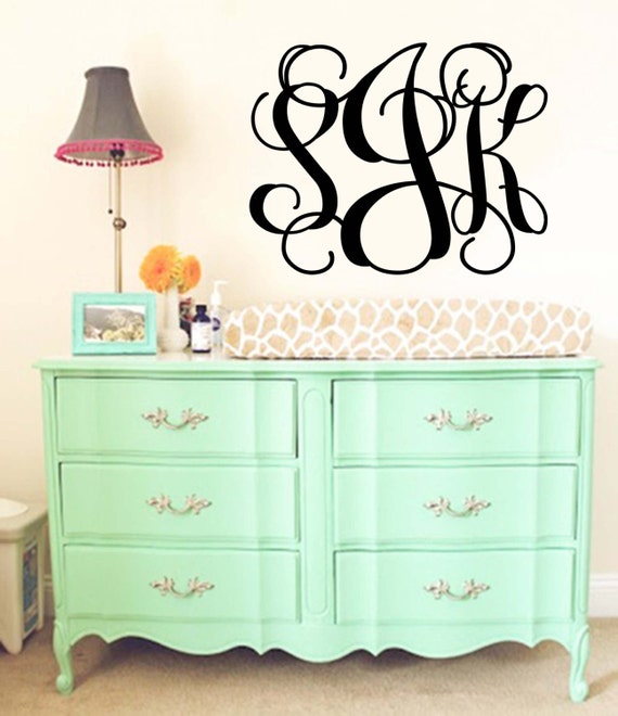 Monogram Wall Decal Vine Monogram Wall Decal by JensVinylDecals
