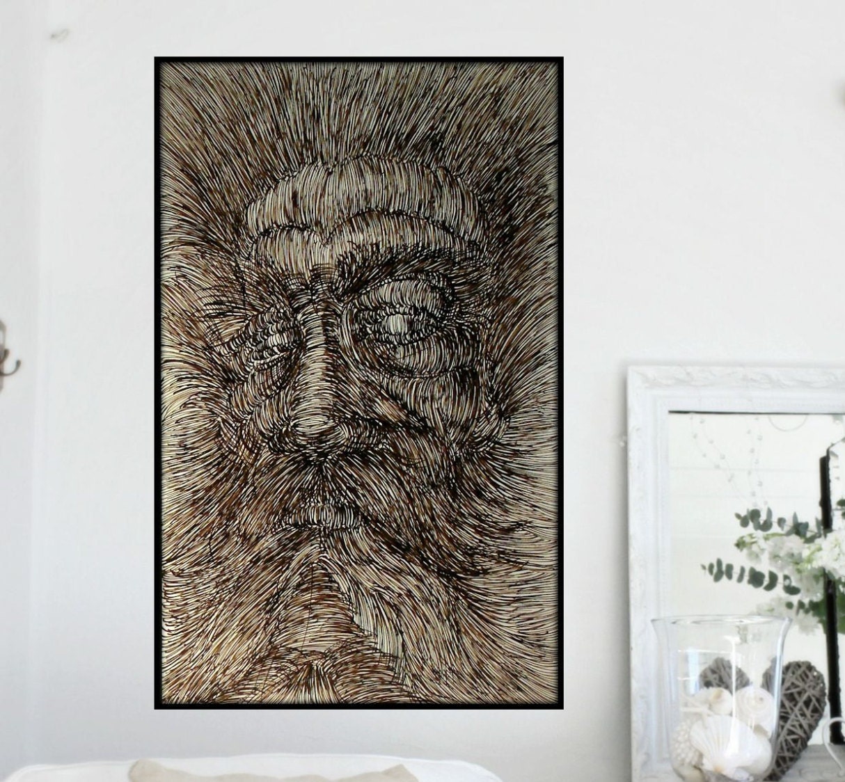 Original Fountain Pen Ink Graphics Abstract Art by OvanezArt