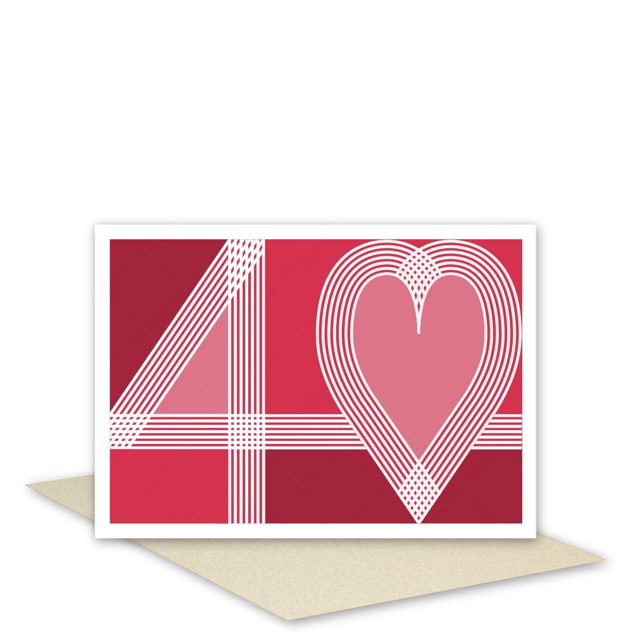 Ruby 40th wedding anniversary card handmade 40 & heart