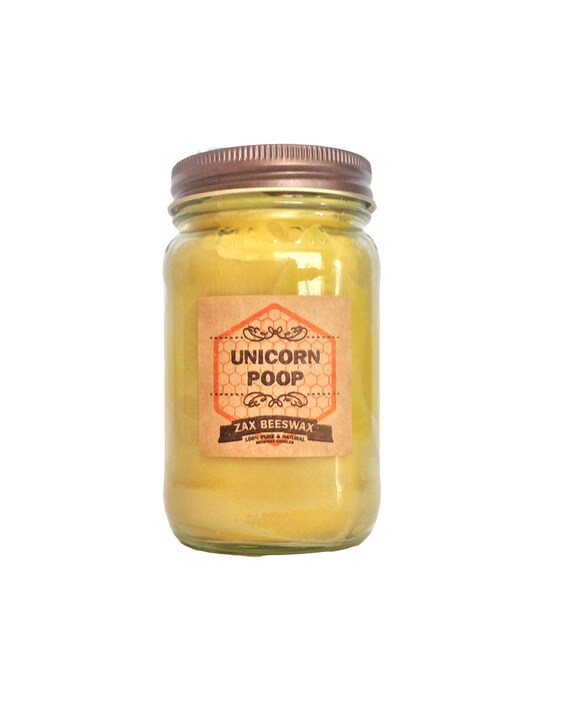 Unicorn Poop Scented Beeswax Mason Jar Candle 16 oz by ZaxBeesWax