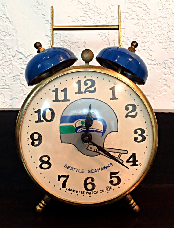 Seattle Seahawks Vintage Alarm Clock Metal Wind-up Lafayette