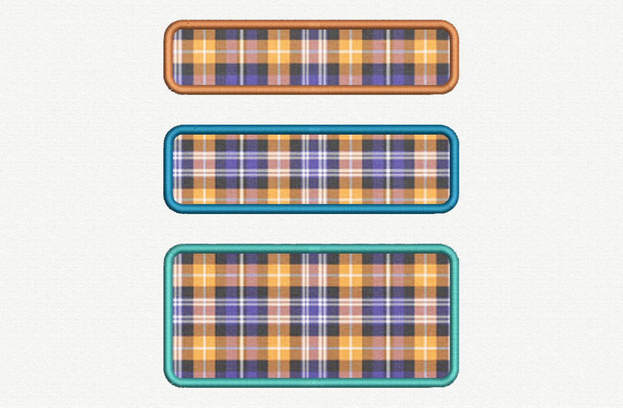 Rectangle Name Tag Frame Applique Machine Embroidery Design