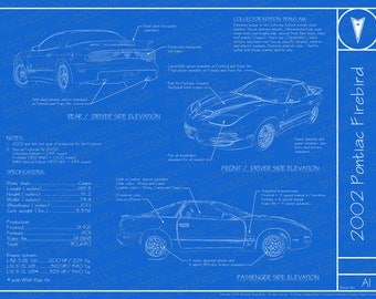 1977 Pontiac Firebird / Trans Am blueprint poster