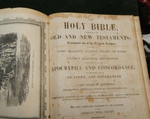 Large Antique Family Bible 1846
