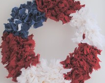 Popular items for patriotic rag wreath on Etsy