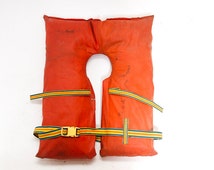 Old Life Jacket Worn in Used Vintage Life Jacket Preserver Vest Orange