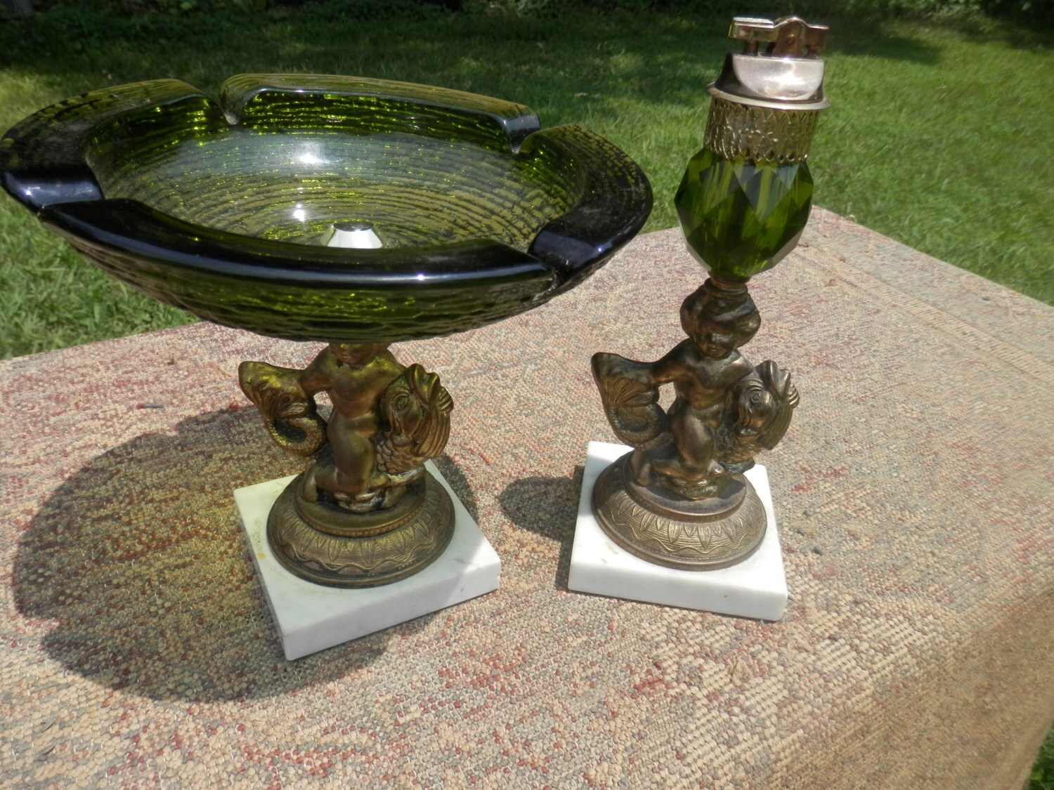 Vintage Ashtray and Lighter Table Set by ForwardMotionDesigns