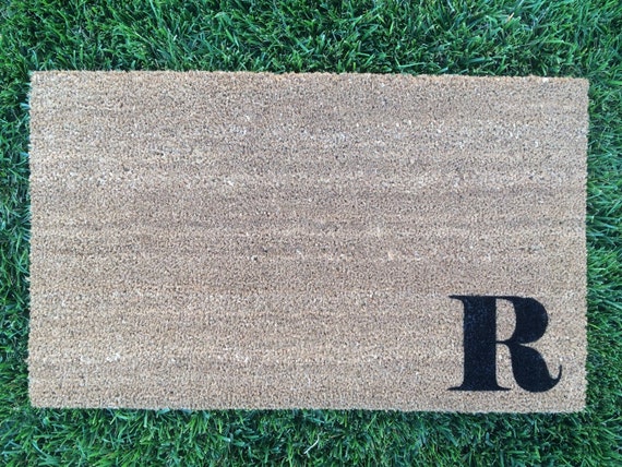 Custom initial welcome mat. Monogram hand by NickelDesignsShop