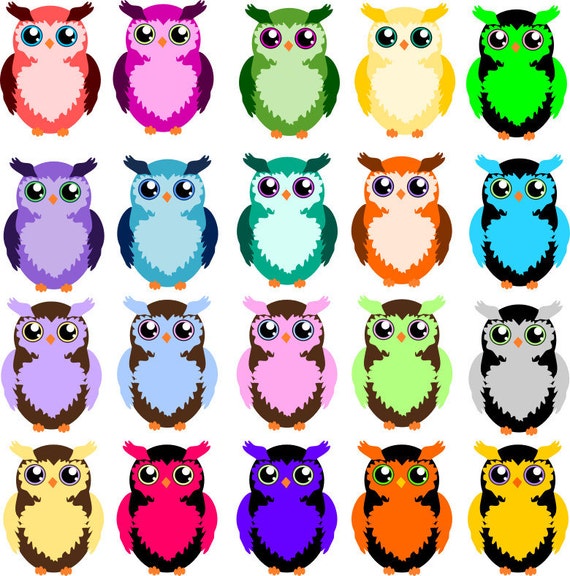 Owl Clip Art 20 Colorful Owls by ColorfulDigiDesigns on Etsy