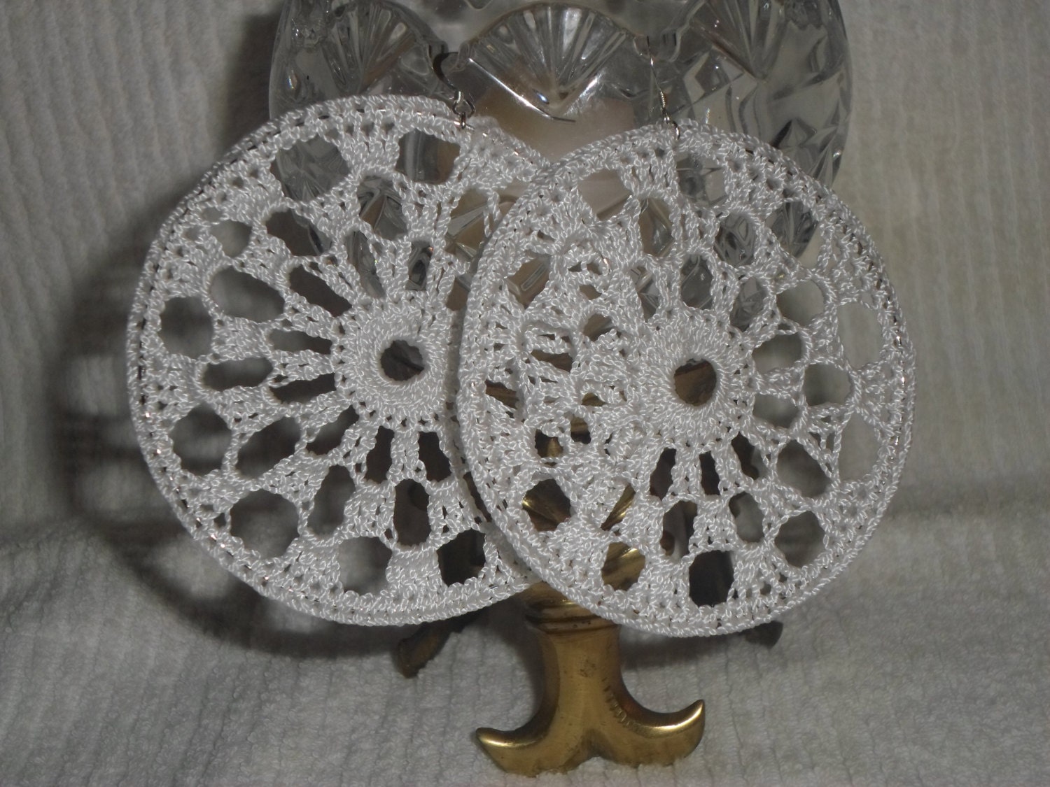 Sterling Silver Nylon Thread Crochet Hoop Earrings. Great Gift