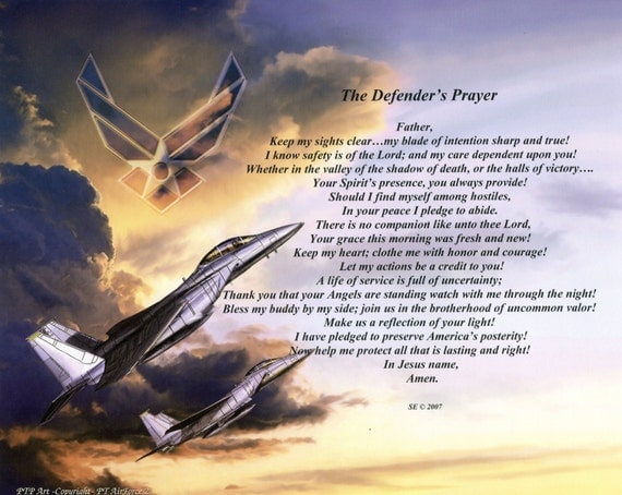 Items similar to Defender's Prayer-Air Force Poetry Art Print ...
