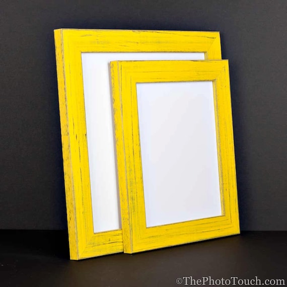 Yellow Picture Frame Rustic Reclaimed by ArtAndPhotoFraming