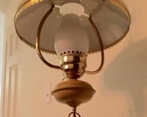 Mid-Century Colonial Pendant Light Fixture Ceiling Swag Hurricane Lamp ...