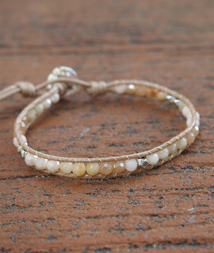 Sand beach Stone mix Crystal Beaded mix Single Wrap bracelet