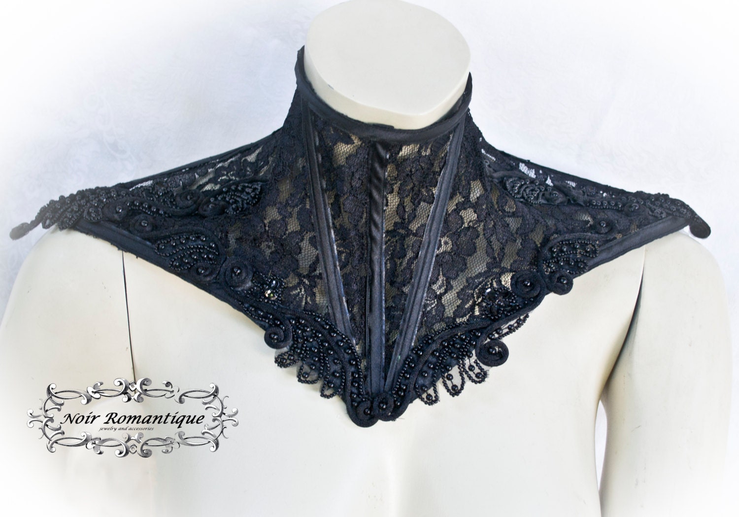 The Royal black lace neck corset-Neck by NoirRomantique on Etsy