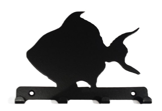 Tropical Fish Silhouette Key Hook Rack metal wall art