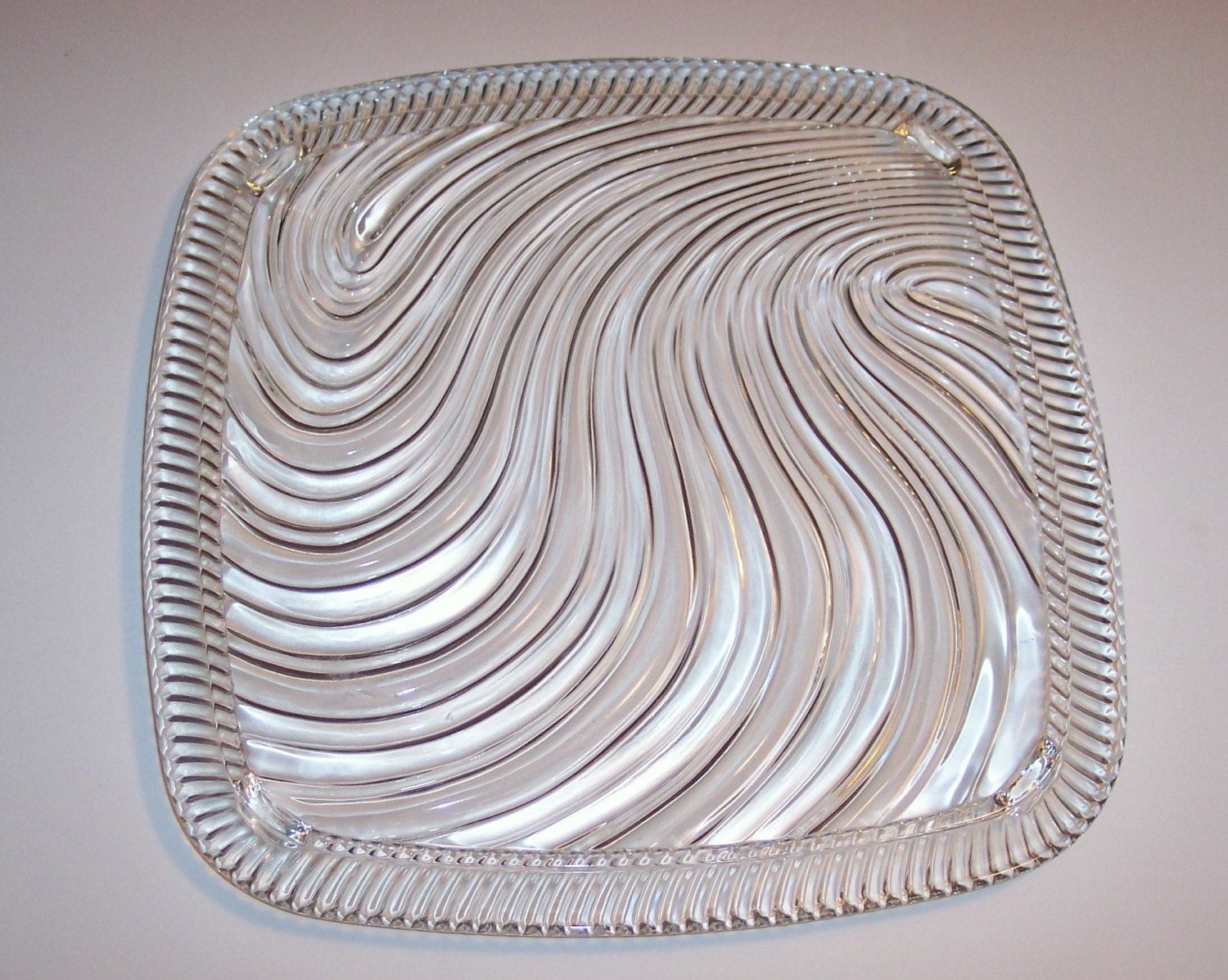 Vintage pressed glass square cake plate, 12 1/2 x 12 1/2 – Haute Juice