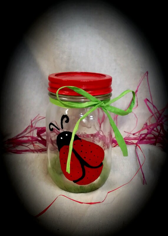 Items similar to Lady Bug Mason jar on Etsy