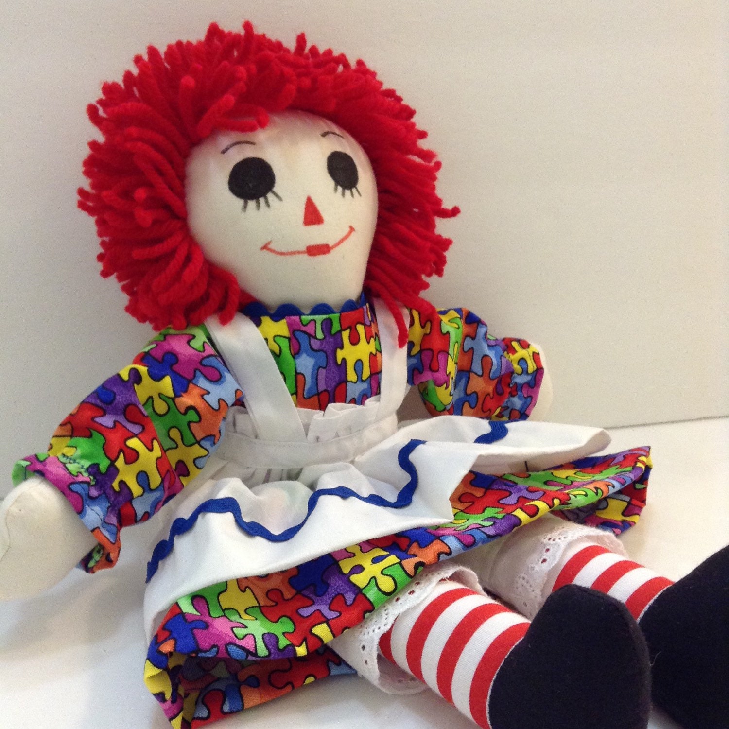 Autism Awareness Raggedy Ann Doll 15 Handmade Priority