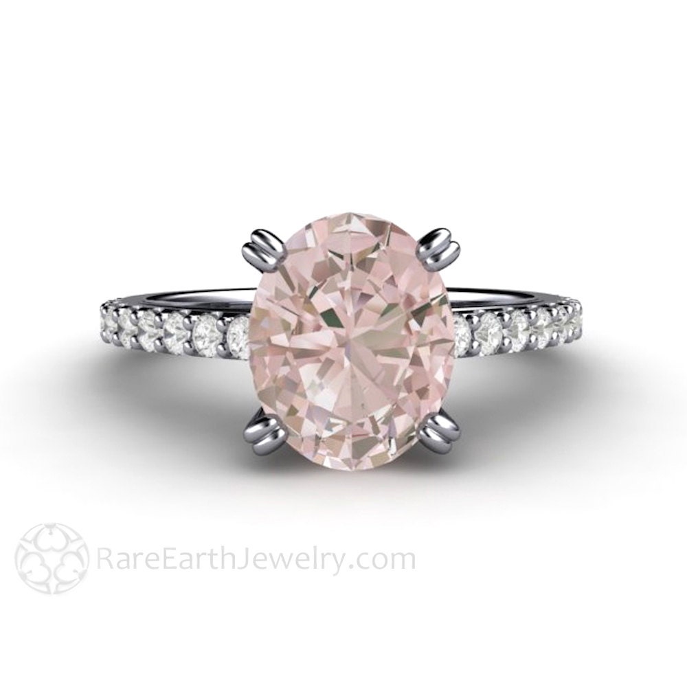 Morganite Engagement Ring Platinum Pink Morganite Ring Oval